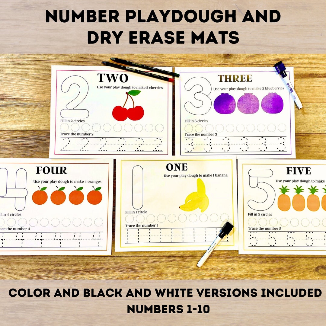 Number Playdough Mats, Fine Motor Skills, Number Tracing, Montessori ...