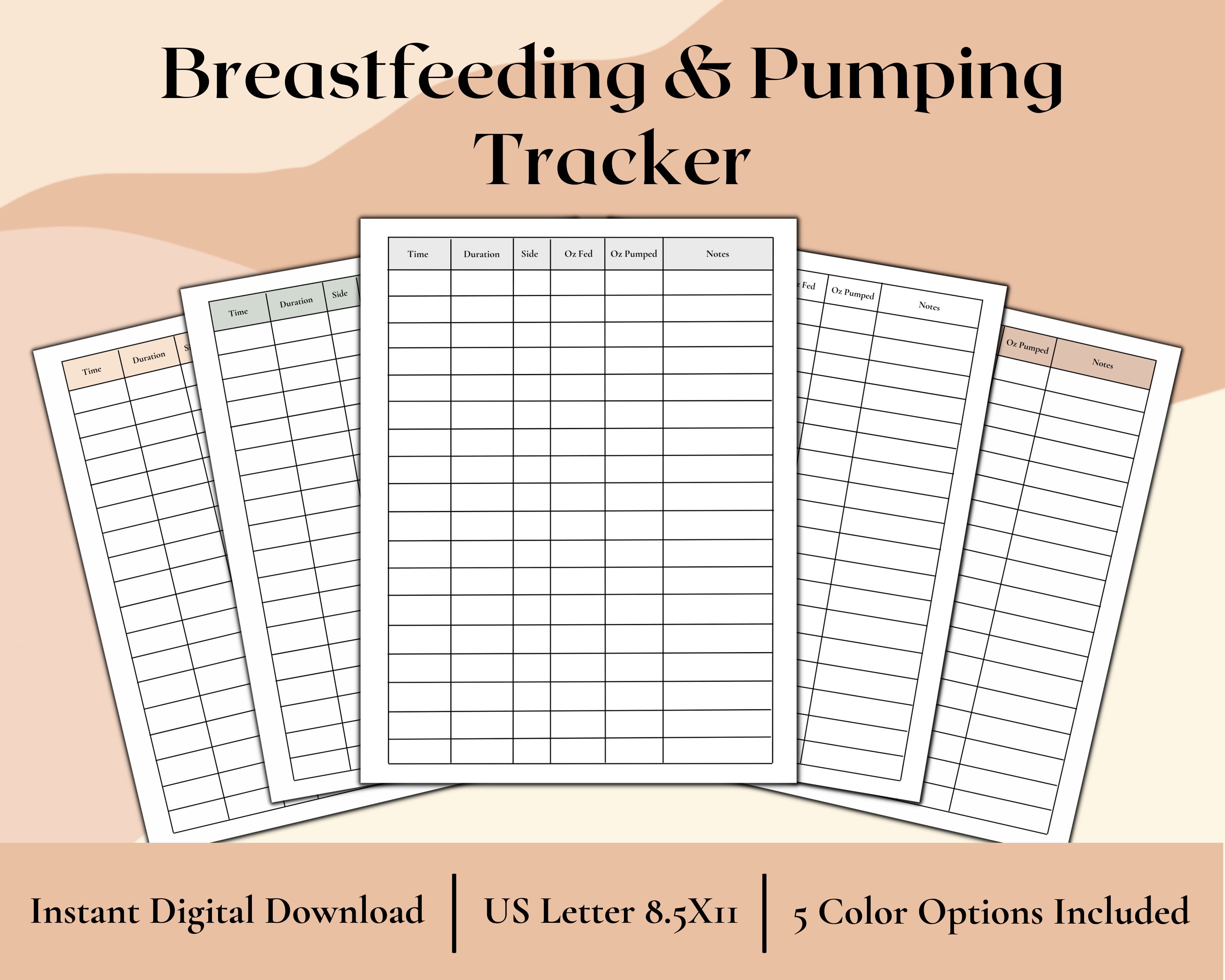 Breastfeeding Log Printable Minimalist, Breast Pumping Tracker, Baby ...