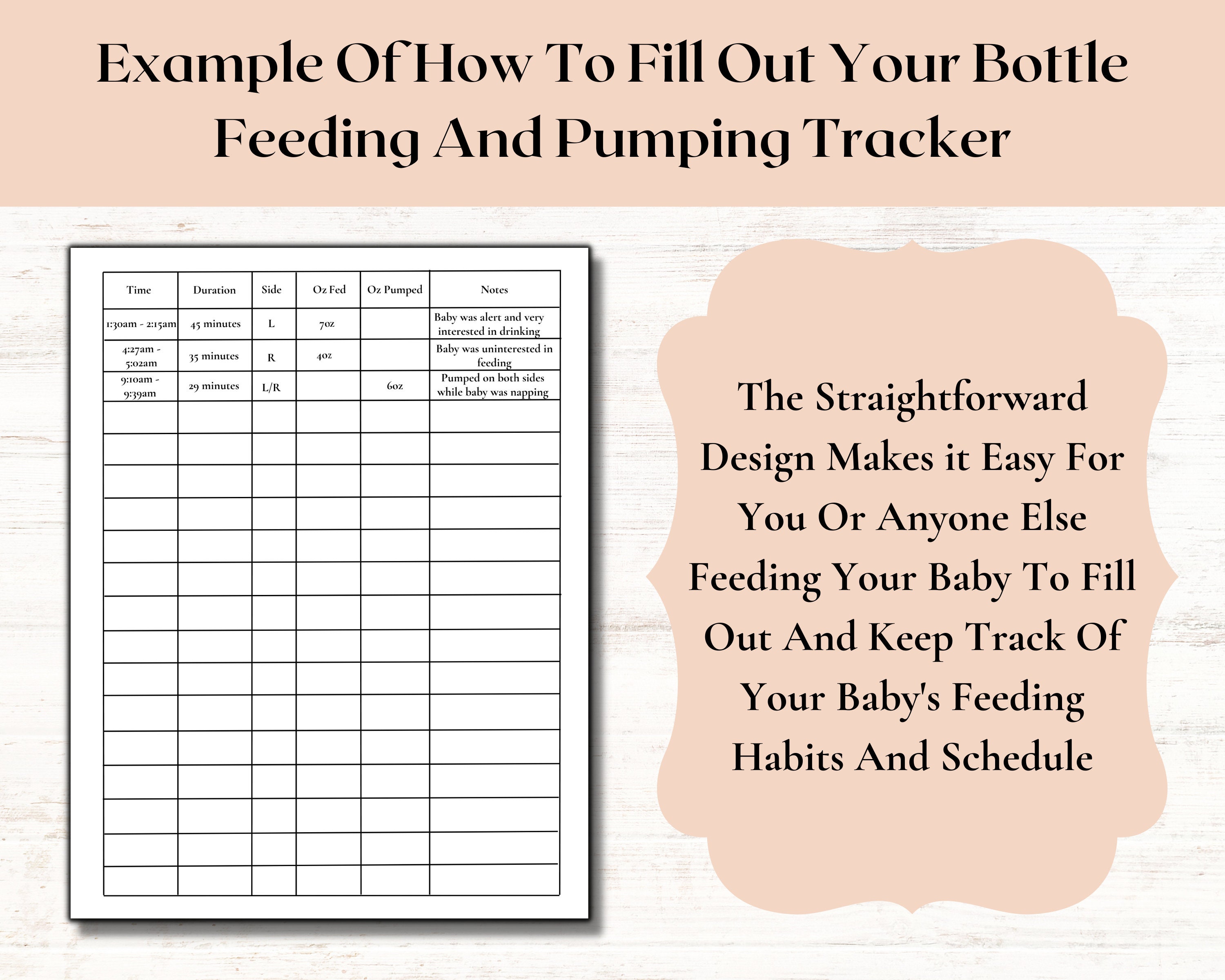 Bottle Feeding Log Printable Minimalist, Breast Pumping Tracker, Baby ...