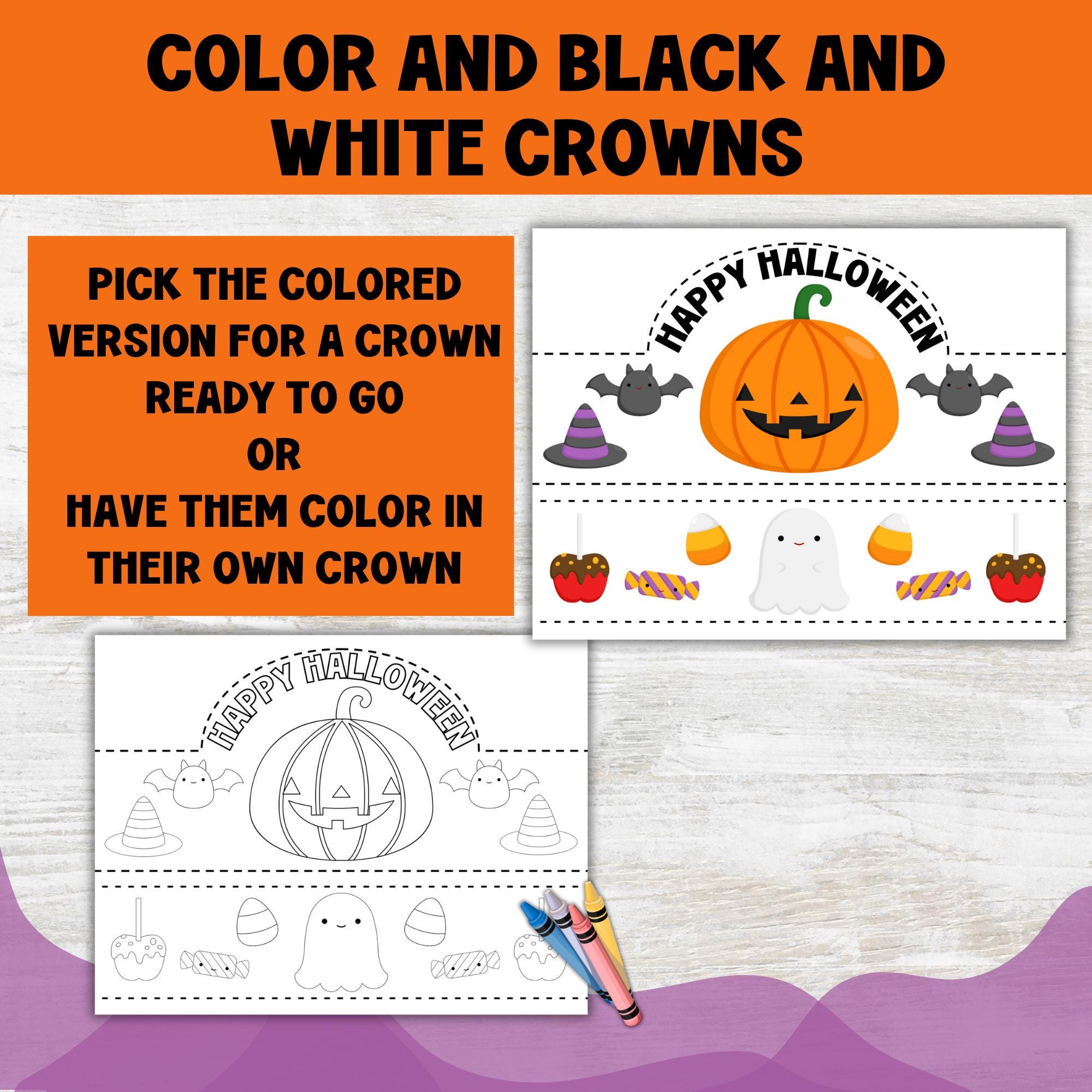 Halloween Crown Craft for Kids, Printable Coloring Crown Template ...