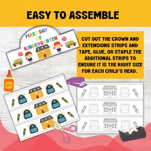 First Day of Kindergarten Crown Craft Activity Printable, Paper ...