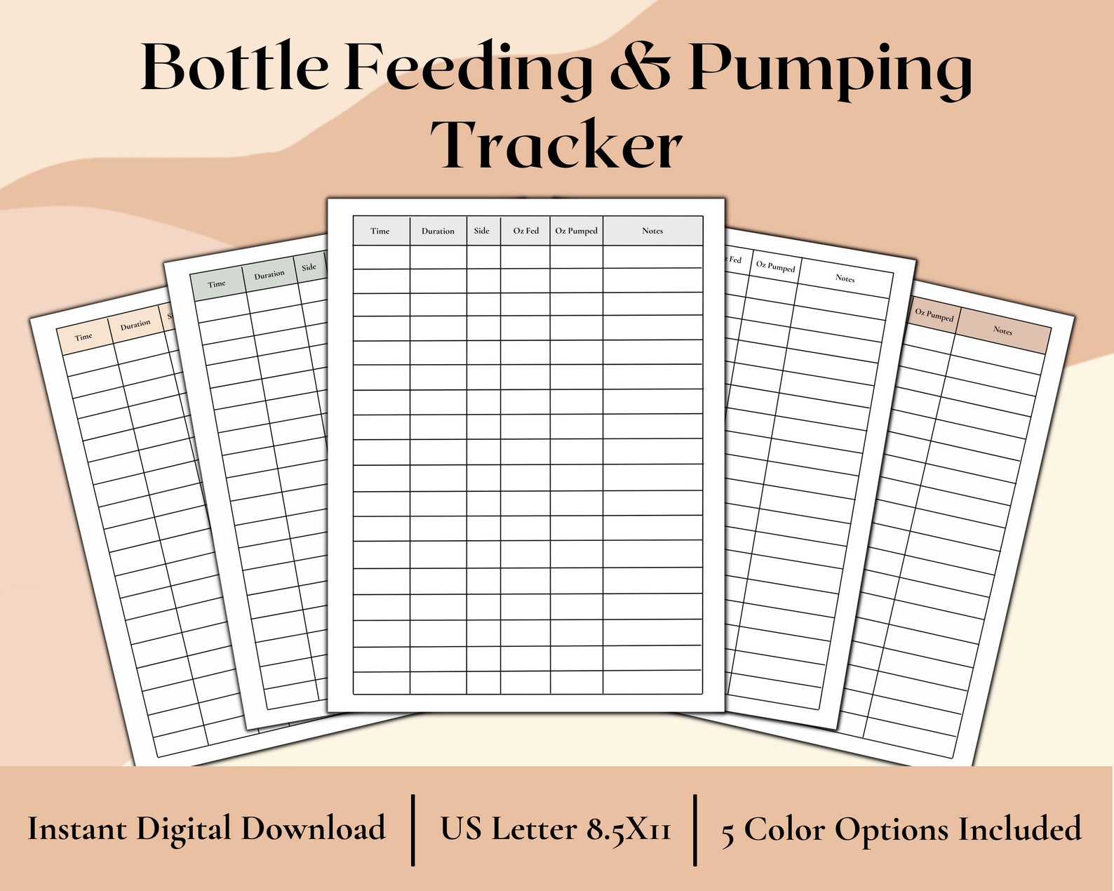Bottle Feeding Log Printable Minimalist, Breast Pumping Tracker, Baby ...