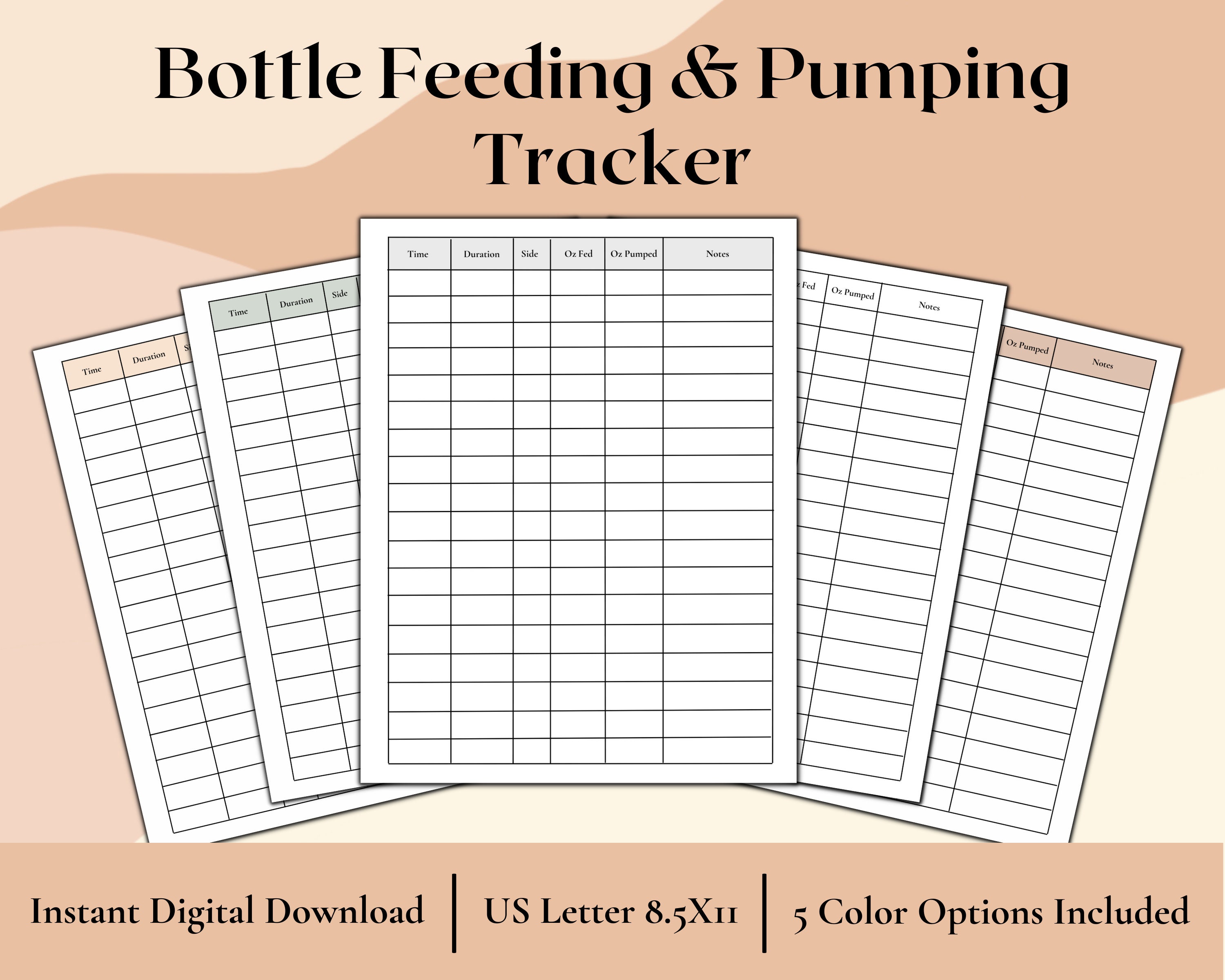 Bottle Feeding Log Printable Minimalist, Breast Pumping Tracker, Baby ...