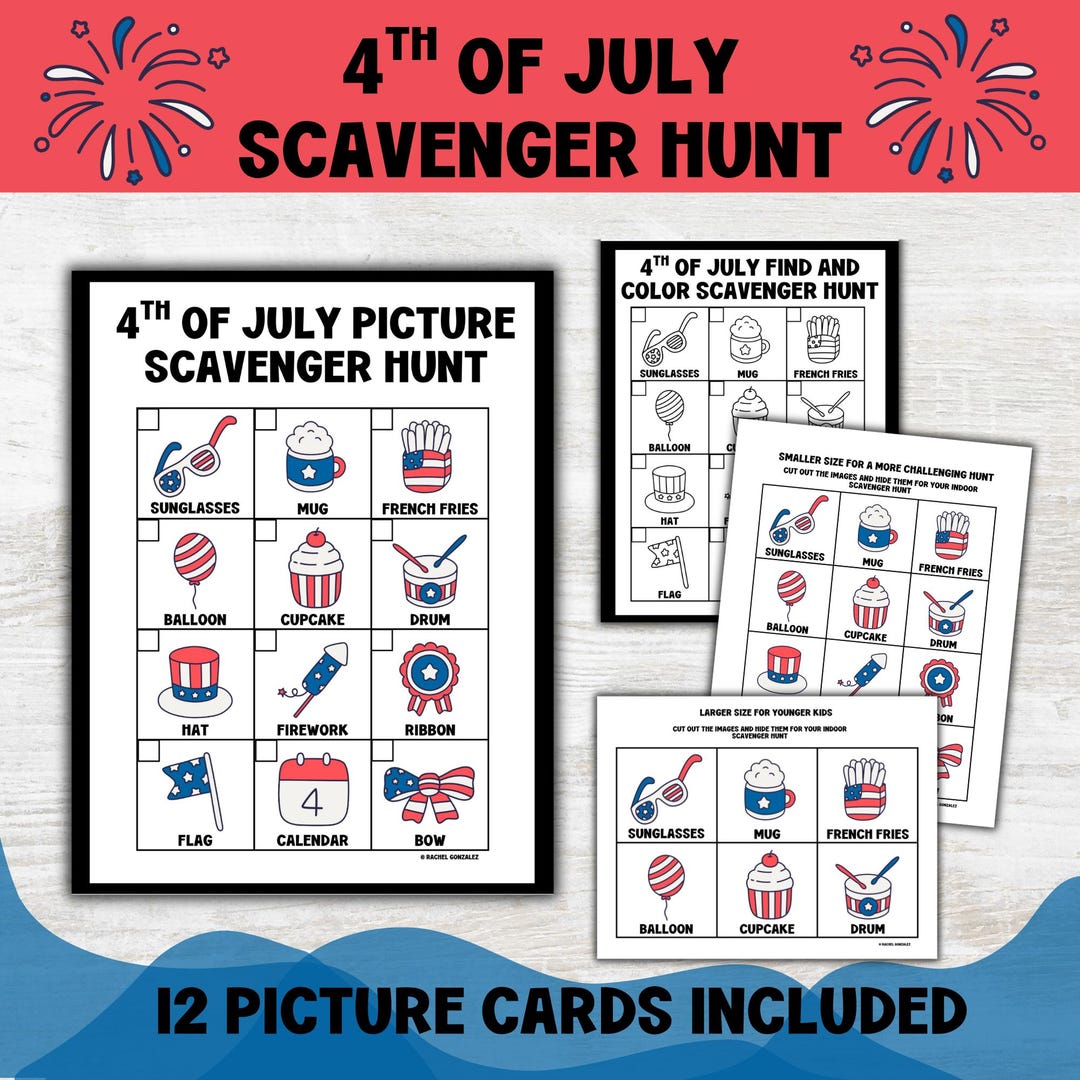 4th of July Scavenger Hunt for Preschoolers, Prek Indoor Treasure Hunt ...