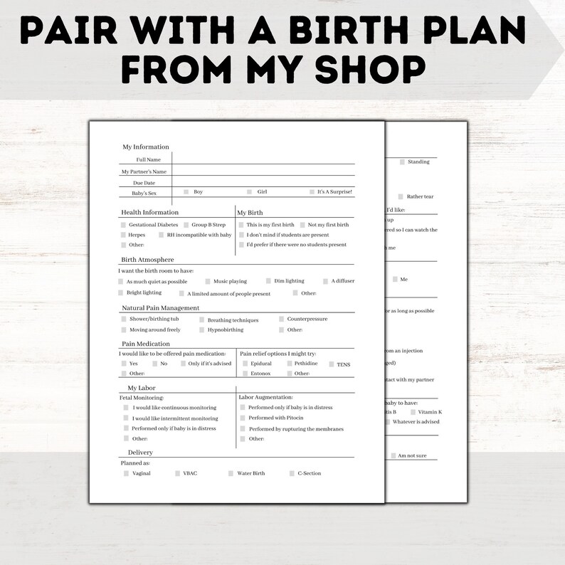 Hospital Bag Checklist Printable, Birth Bag Packing List Gray ...