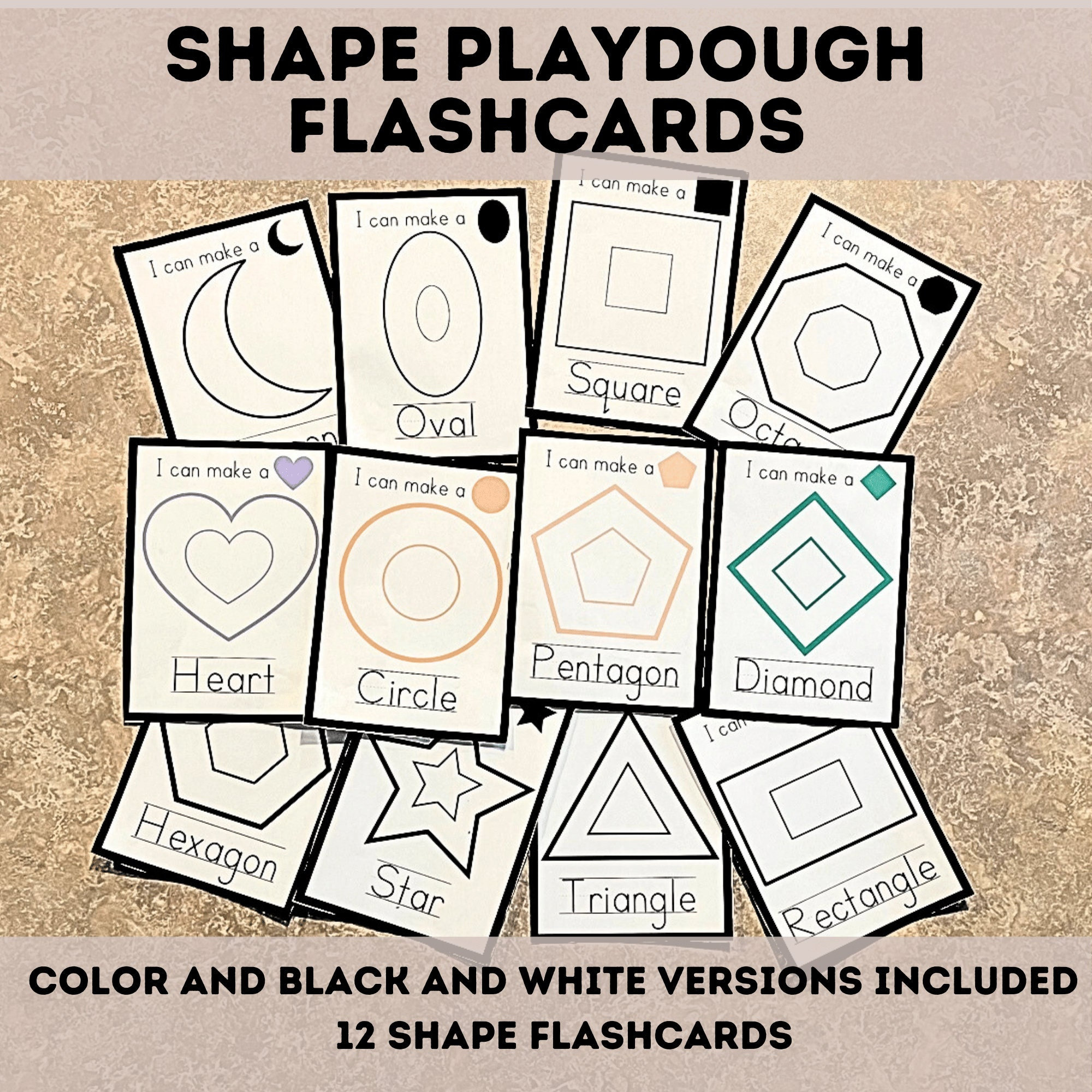 Shape Playdough Flashcards, Learning Shapes, Fine Motor Skills ...
