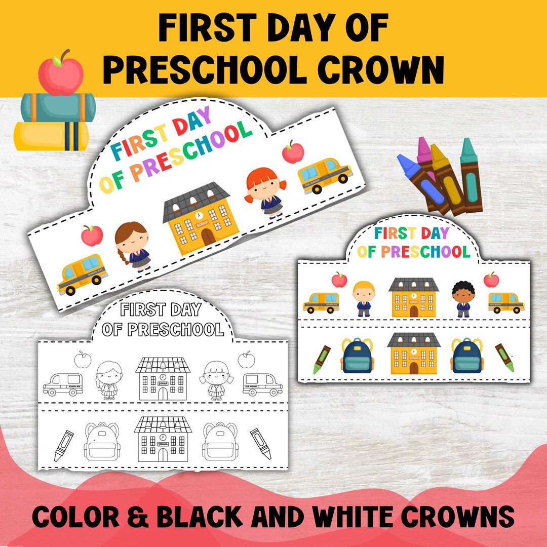 First Day of Preschool Crown Craft Activity Printable, Paper Homeschool ...