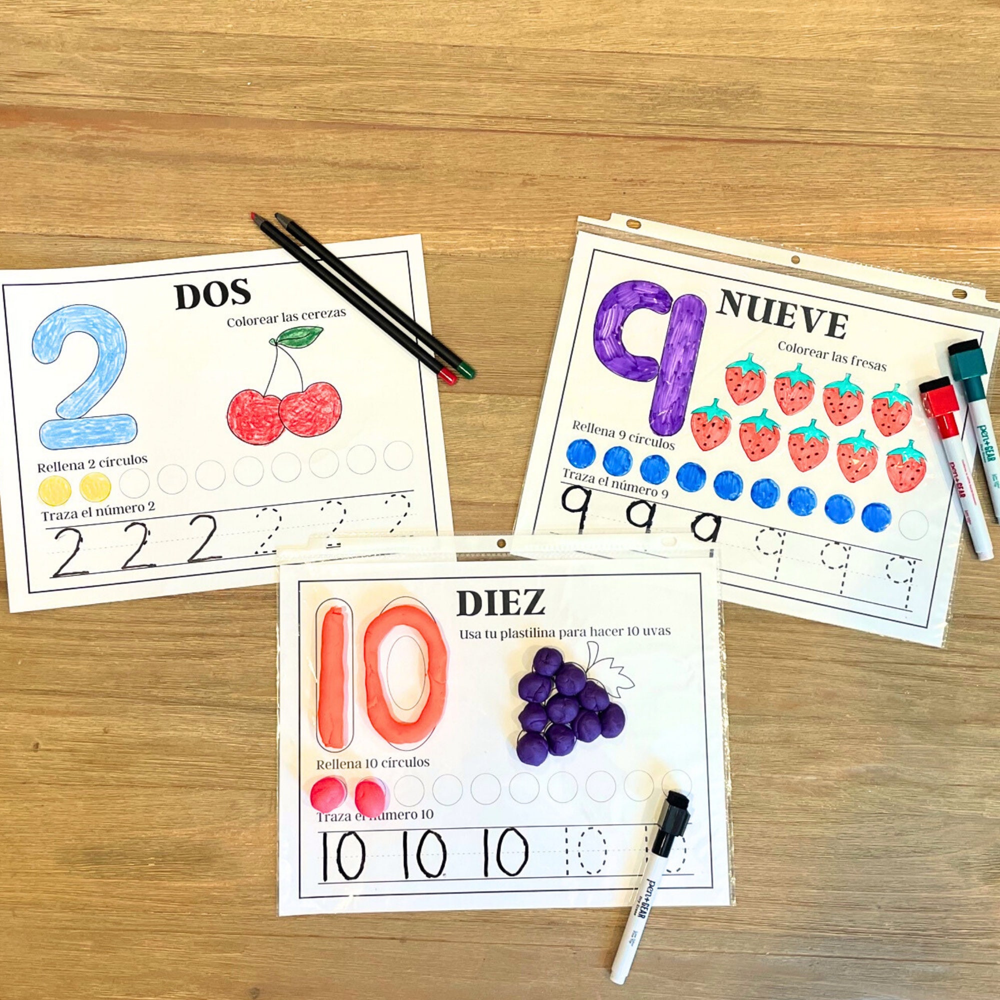 Number Playdough Mats, Spanish Learning, Fine Motor Skills, Number ...