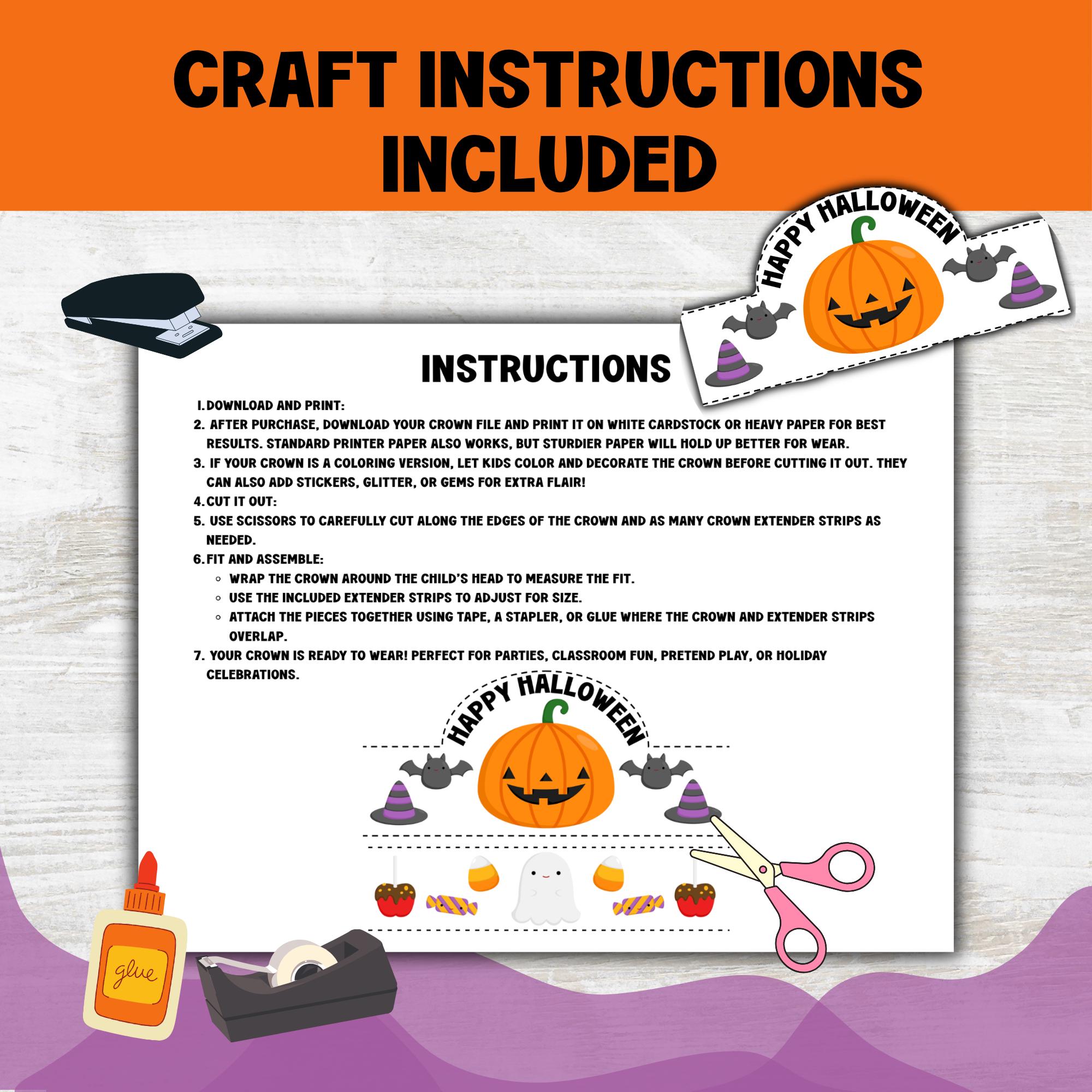 Halloween Crown Craft for Kids, Printable Coloring Crown Template ...