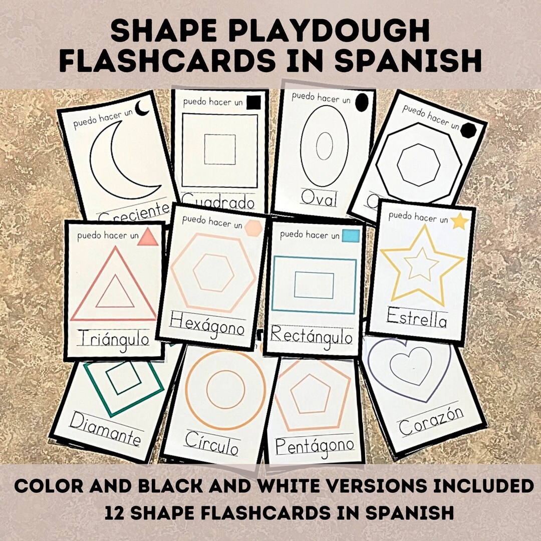 Shape Playdough Flashcards, Spanish Learning, Fine Motor Skills ...