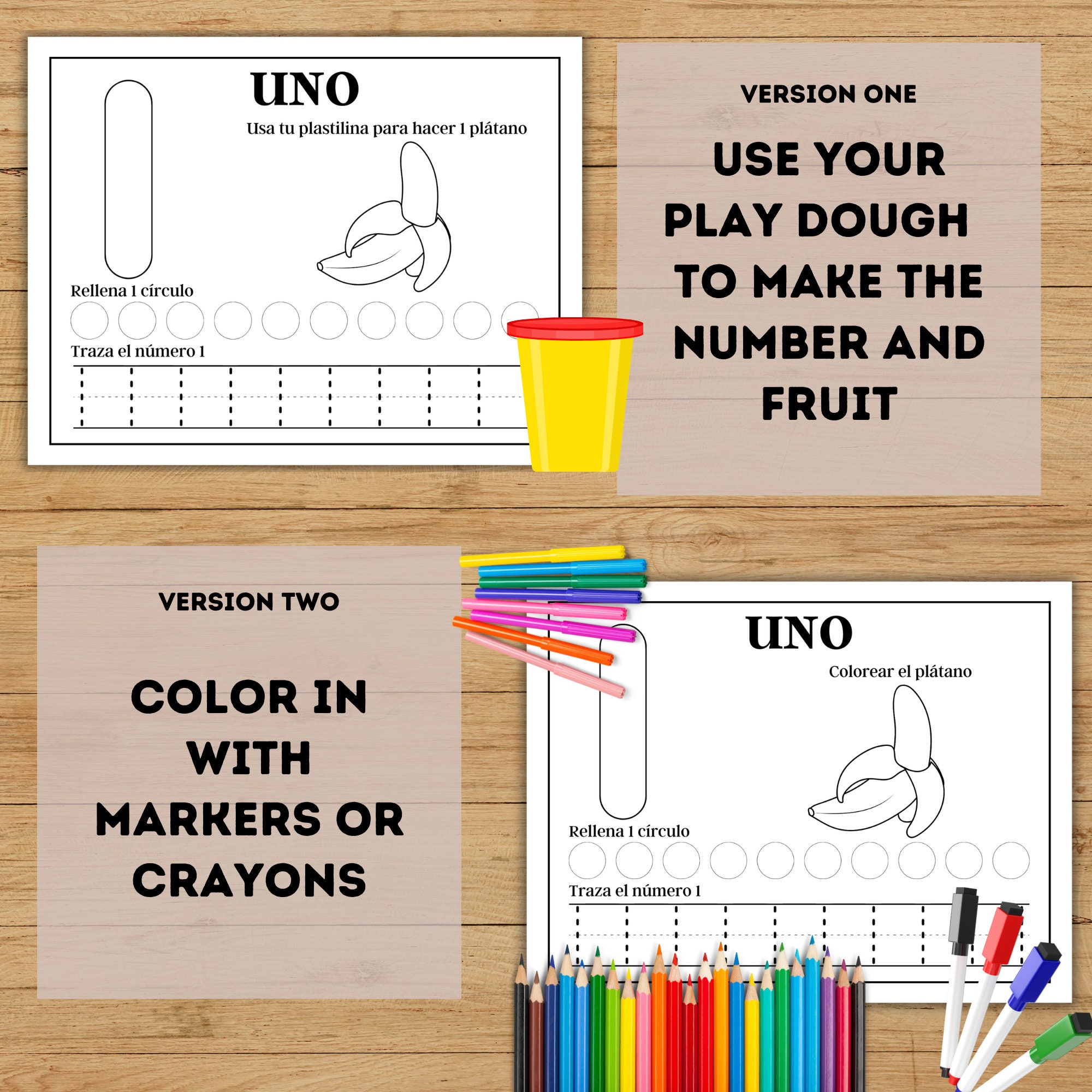 Number Playdough Mats, Spanish Learning, Fine Motor Skills, Number ...