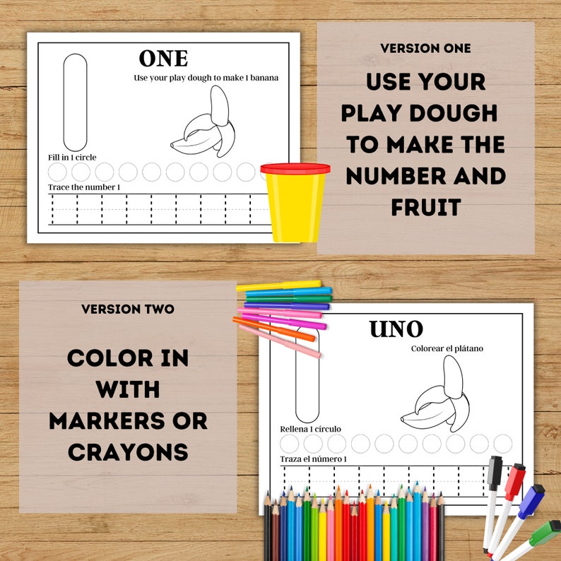 Number Playdough Mats, Spanish Learning, Bilingual Flashcards, Fine ...