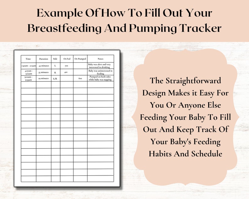 Breastfeeding Log Printable Minimalist, Breast Pumping Tracker, Baby ...
