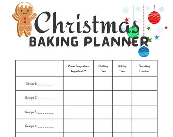 Holiday Baking Planner Printable, Holiday Baking Tracker Planner PDF ...