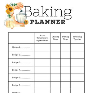 Baking Planner Version 2 - Etsy