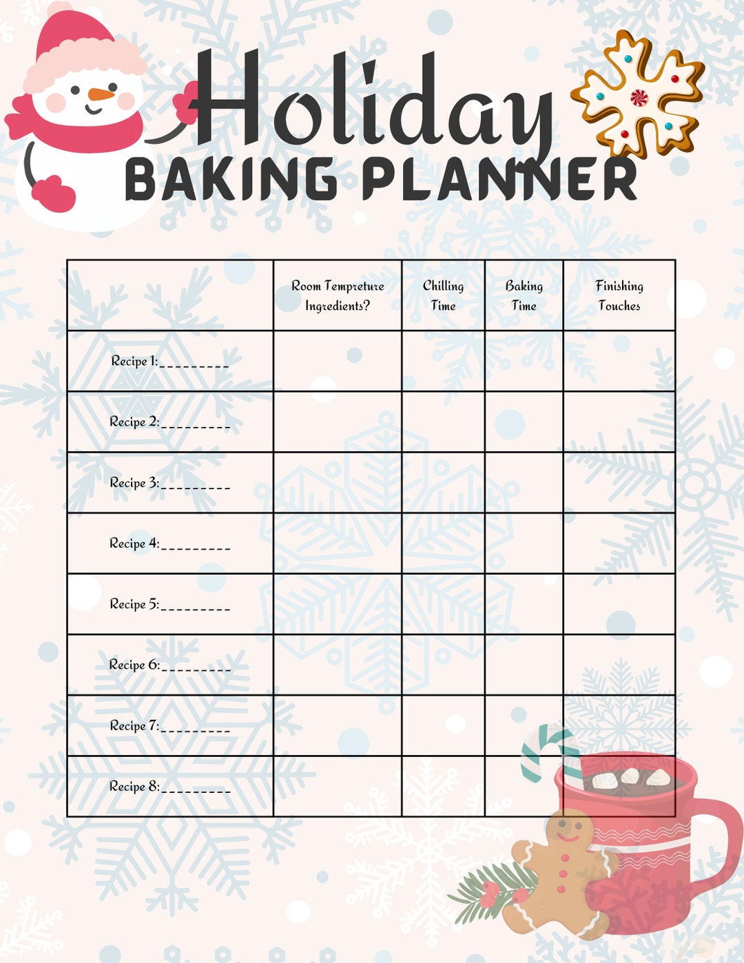 Holiday Baking Planner - Etsy