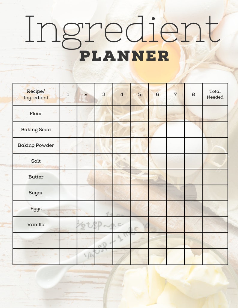 Baking Planner Version 1 - Etsy