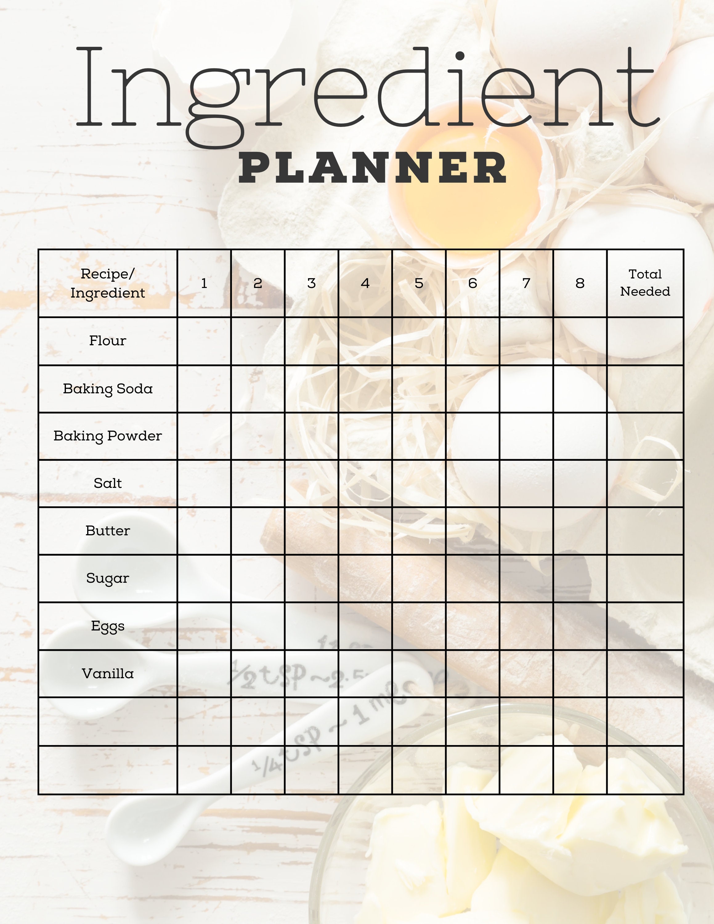 Baking Planner Version 1 - Etsy