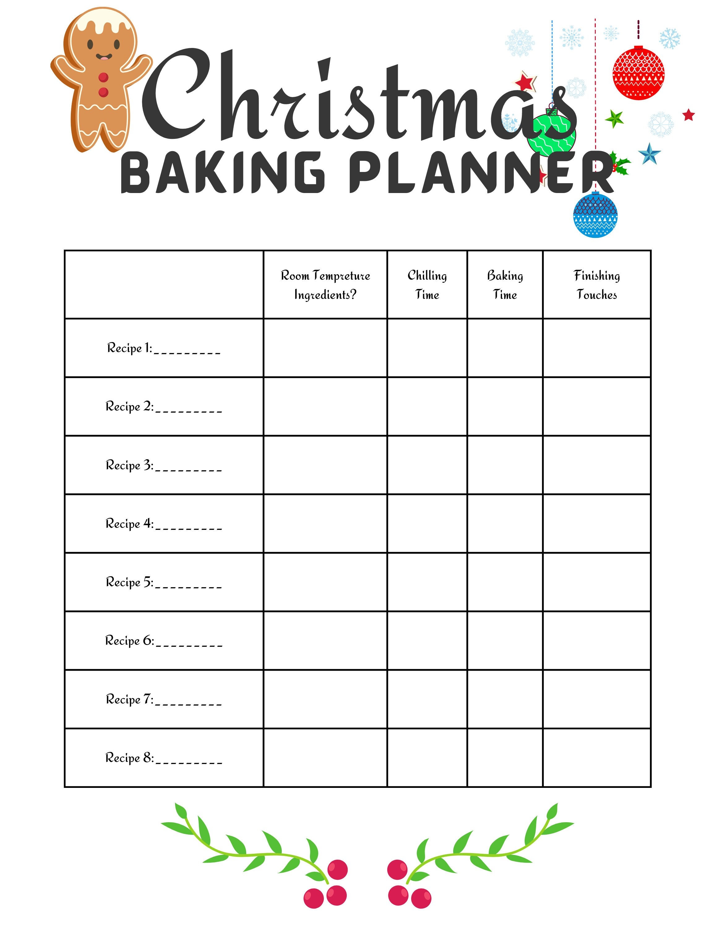 Christmas Baking Planner - Etsy