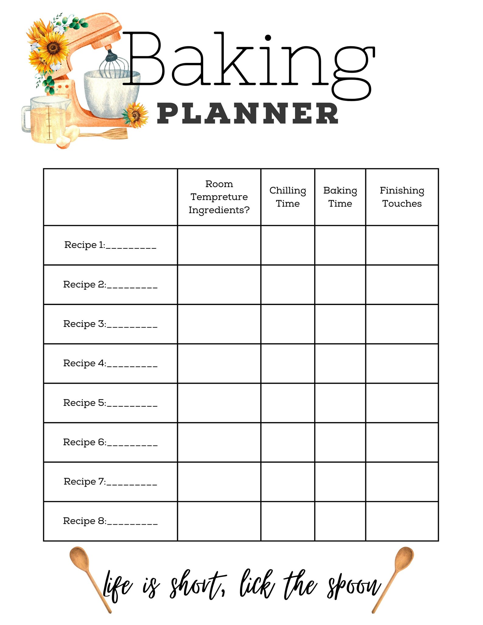 Baking Planner Version 2 - Etsy