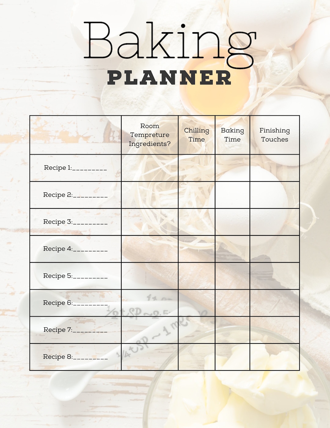 Baking Planner Version 1 - Etsy