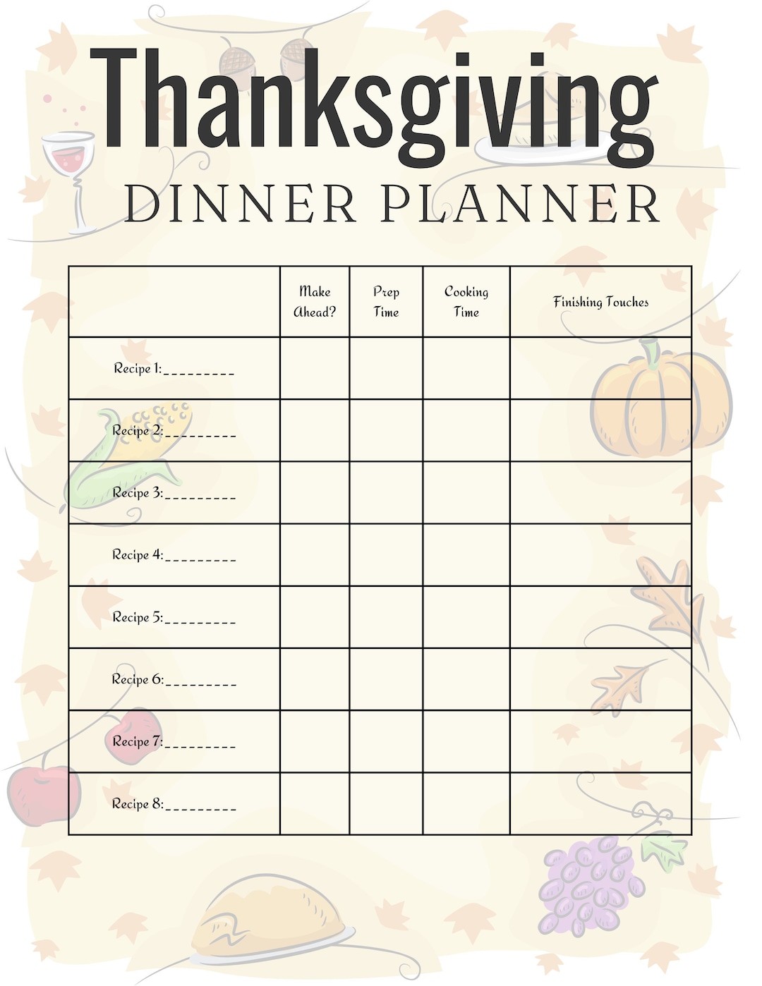 Thanksgiving Dinner Planner Version 2 - Etsy