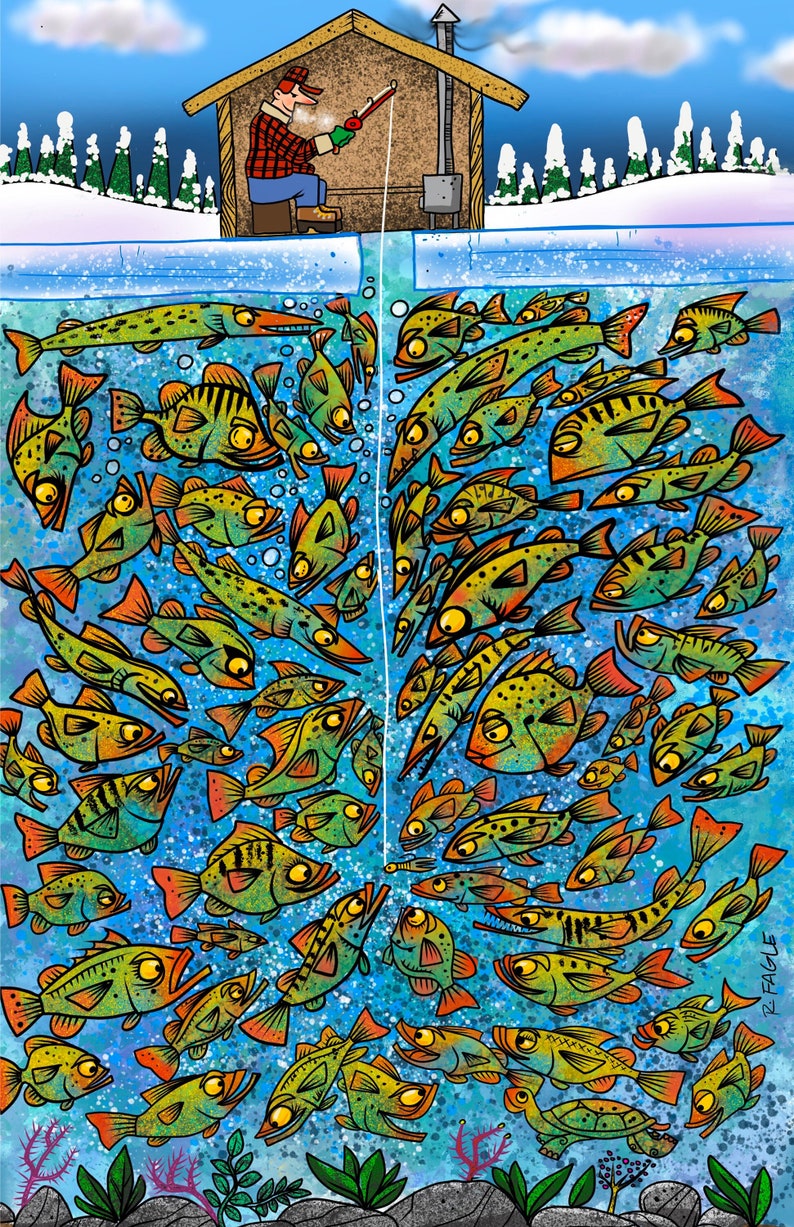 11x17” Ice Fishing by Russ Fagle - Etsy