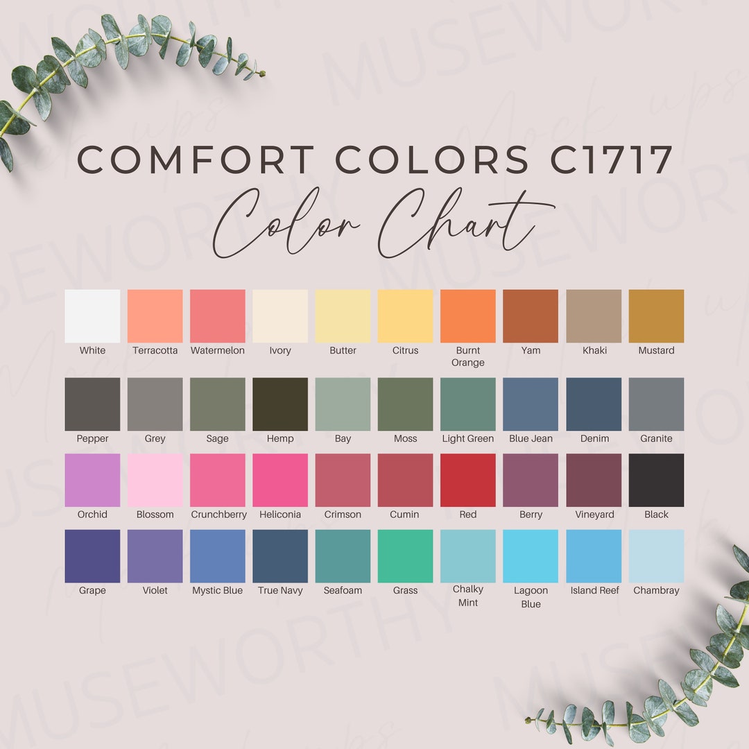 Carta de colores Comfort Colors Maqueta de Comfort Colors - Etsy México