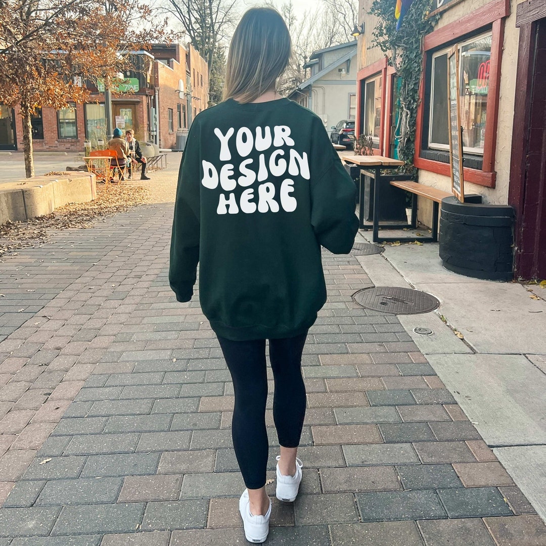 Gildan 18000 Green Sweatshirt Mockup Oversized Forest Green - Etsy