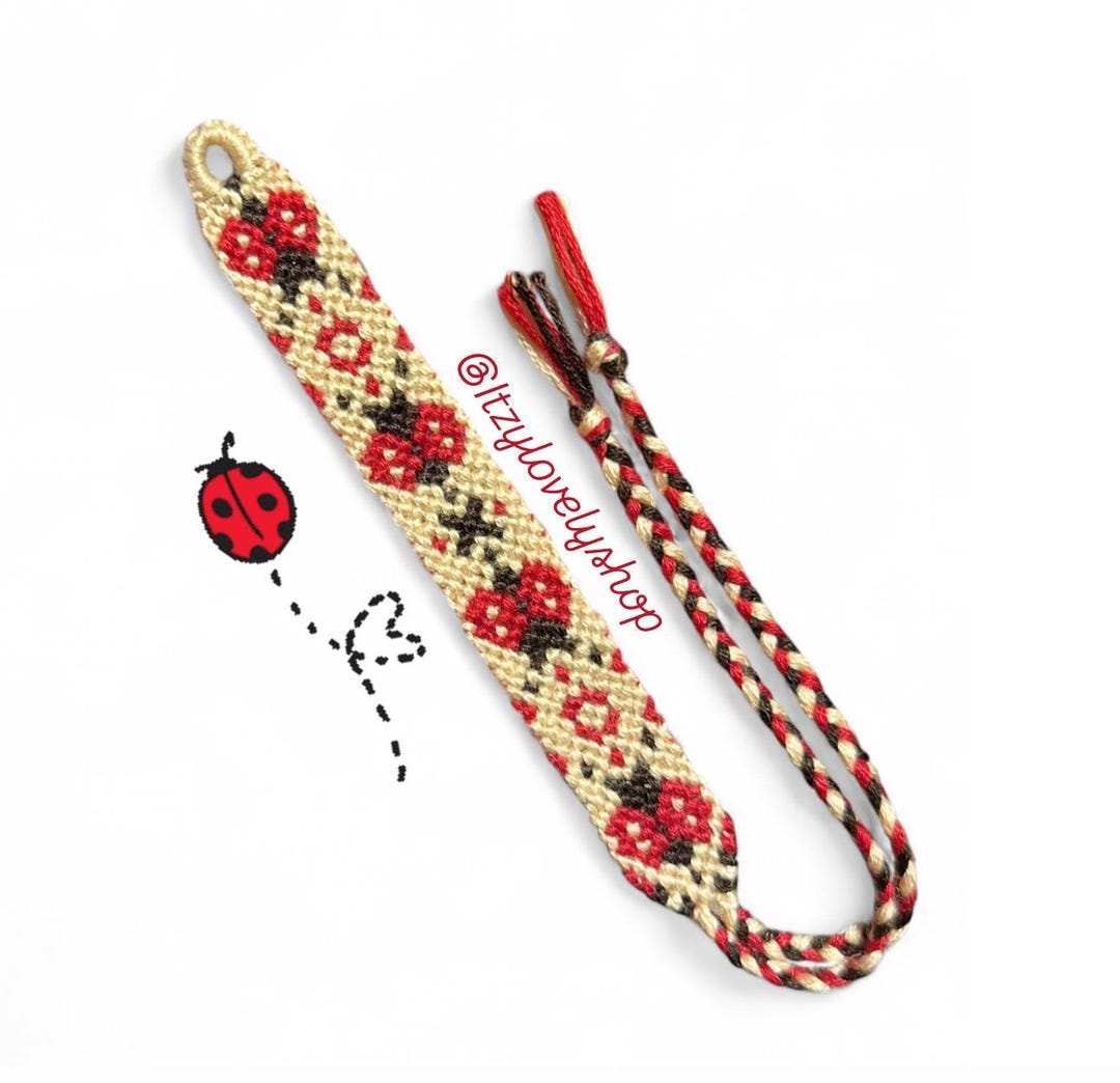 Handmade Ladybug Friendship Bracelet: Woven Thread, Adjustable/ Fairy ...