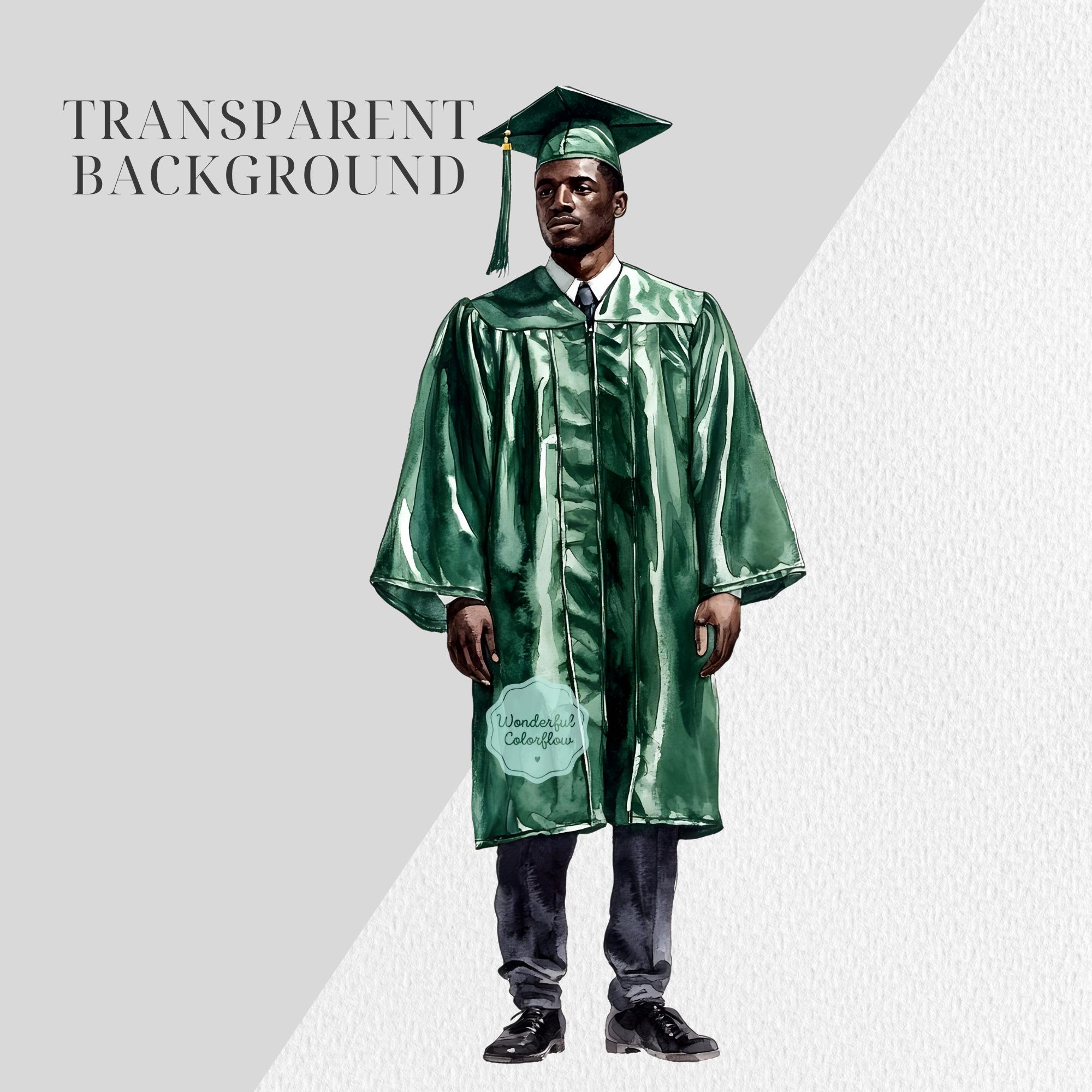 Graduation Day - Green Edition Watercolor Clipart – Green Gown ...