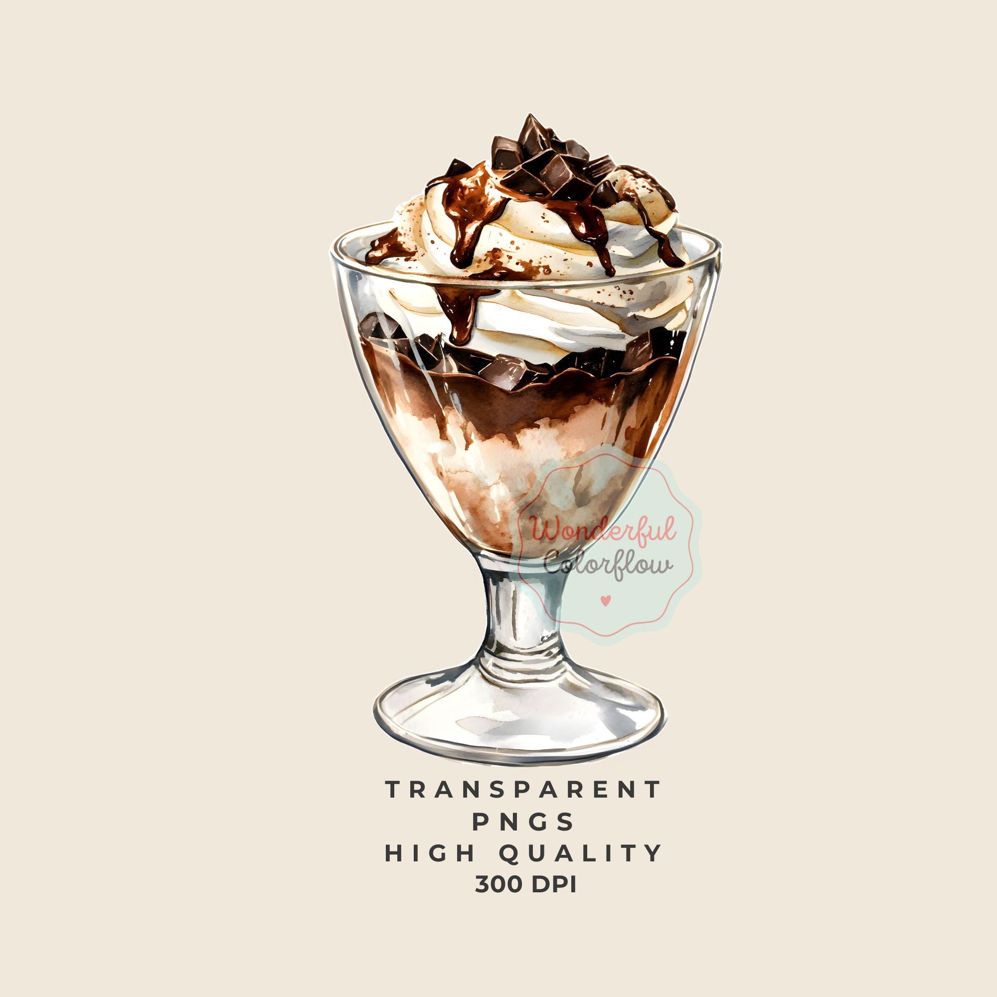 Chocolate Delights Watercolor Clipart, Chocolate Desserts, Cakes ...