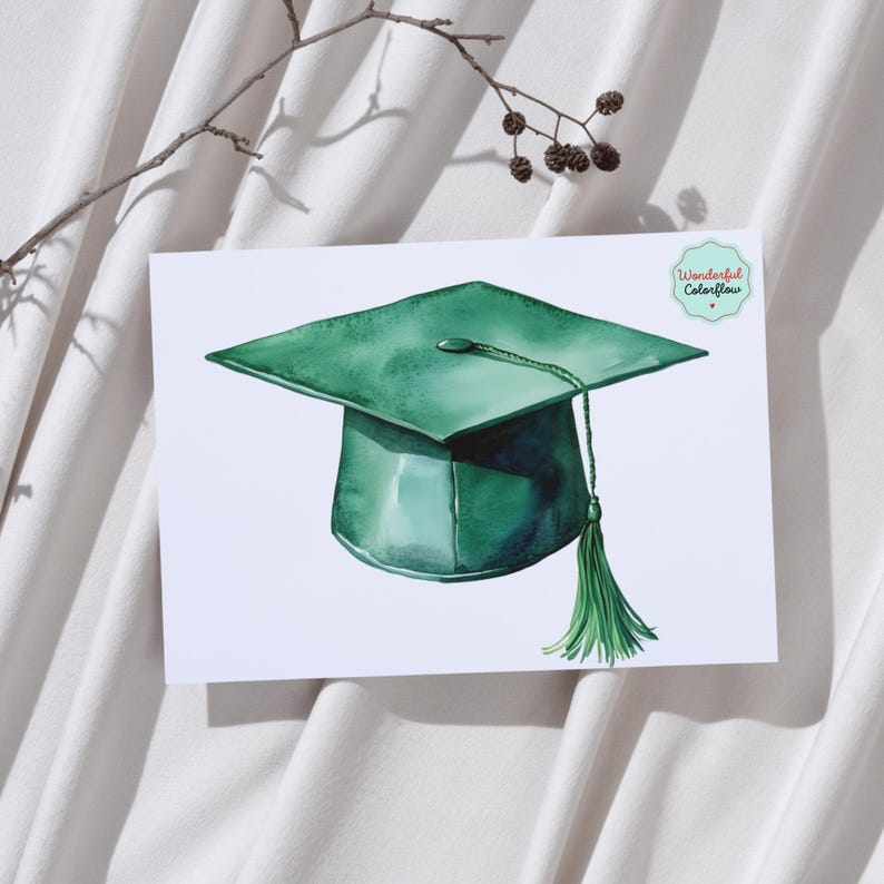 Graduation Day - Green Edition Watercolor Clipart – Green Gown ...