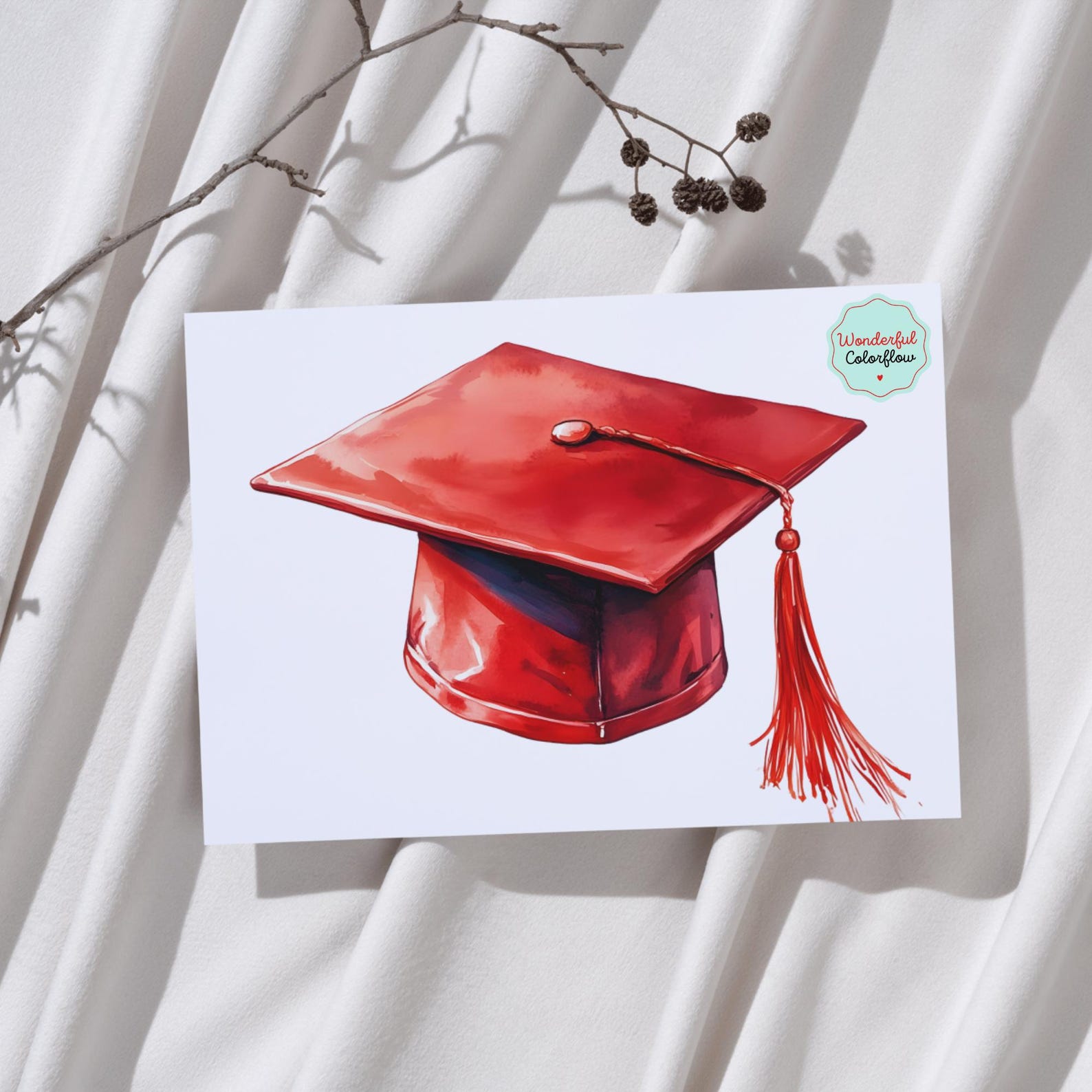 Graduation Day - Red Edition Watercolor Clipart – Red Gown Graduates ...