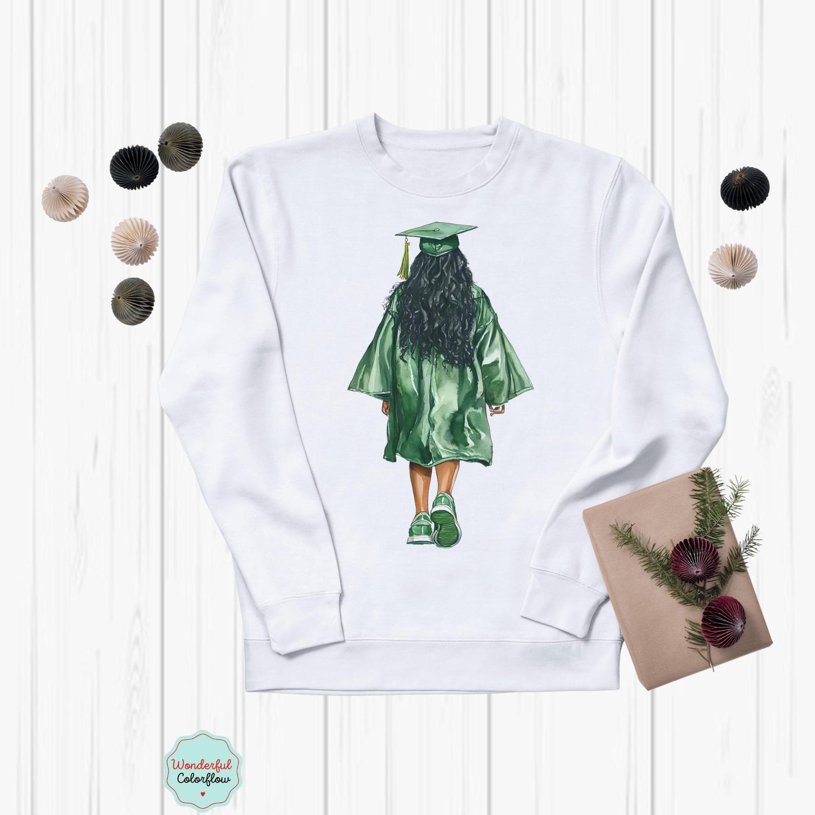 Graduation Day - Green Edition Watercolor Clipart – Green Gown ...