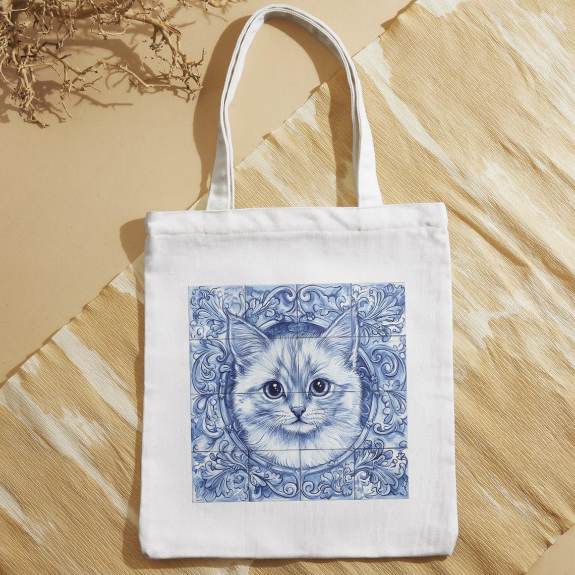 Delf Cat Tiles Clipart – Blue and White Delft Style, Traditional Dutch ...