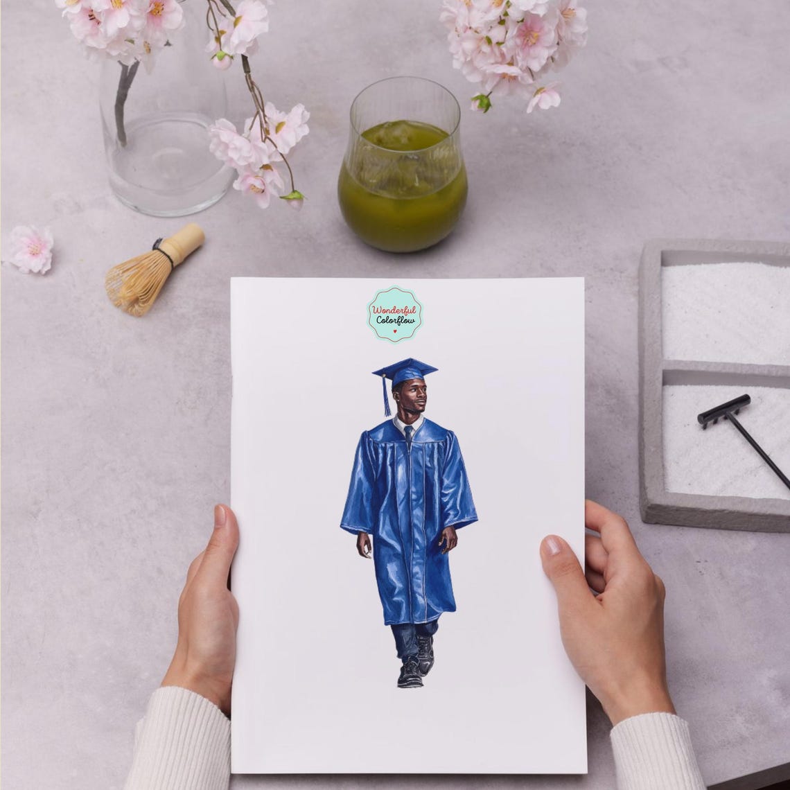 Graduation Day - Blue Edition Watercolor Clipart – Blue Gown Graduates ...