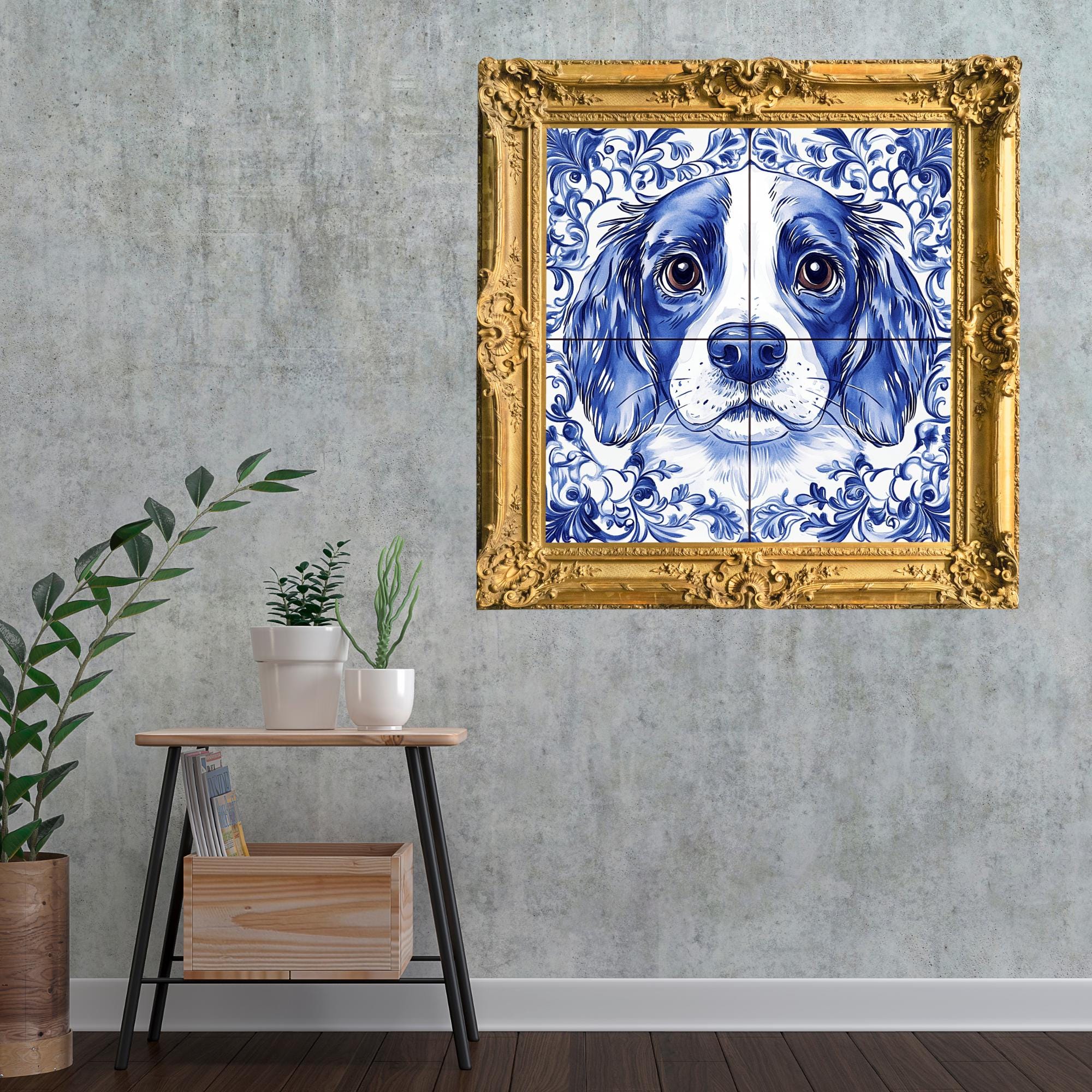 Delf Dog Tiles Clipart – Blue and White Delft Style, Traditional Dutch ...
