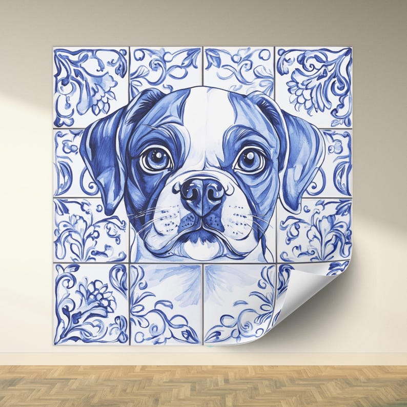 Delf Dog Tiles Clipart – Blue and White Delft Style, Traditional Dutch ...