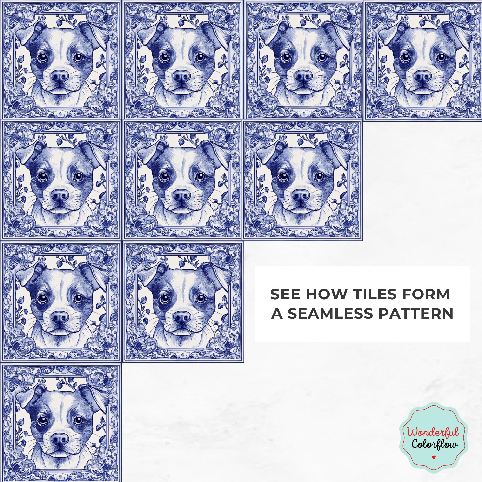 Delf Dog Tiles Clipart – Blue and White Delft Style, Traditional Dutch ...