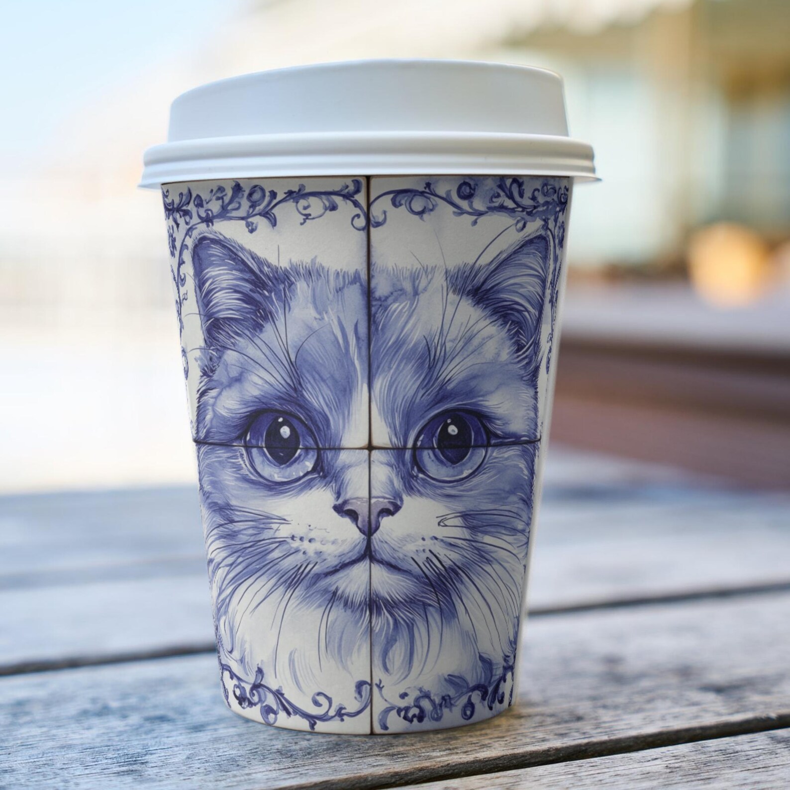 Delf Cat Tiles Clipart – Blue and White Delft Style, Traditional Dutch ...