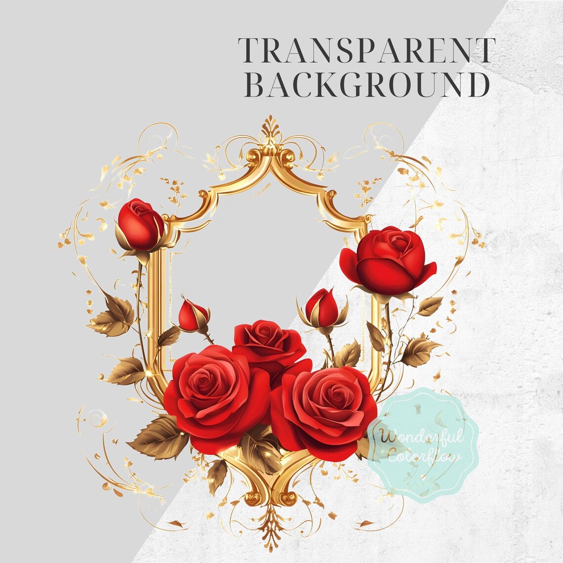 20 Golden Red Roses Frames Clipart PNG, Frame Clipart Bundle ...