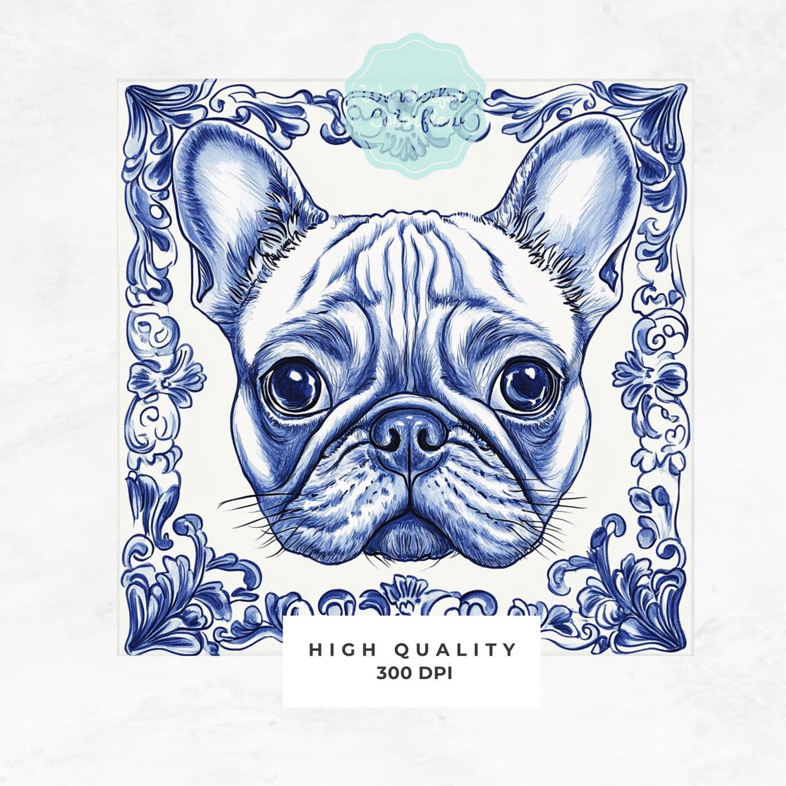 Delf Dog Tiles Clipart – Blue and White Delft Style, Traditional Dutch ...