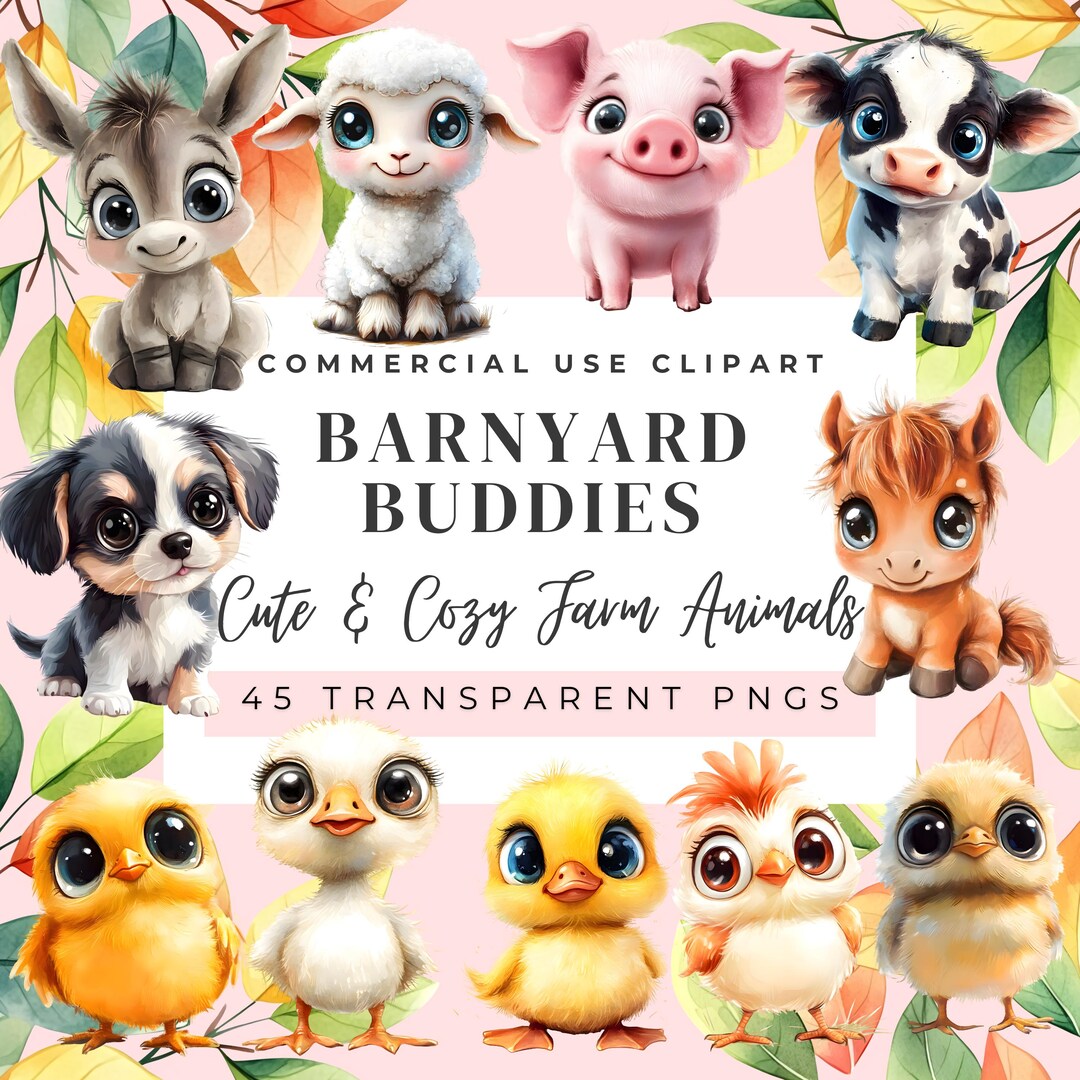 Barnyard Buddies: Cute & Cozy Farm Animals, Perfect for Invitations ...