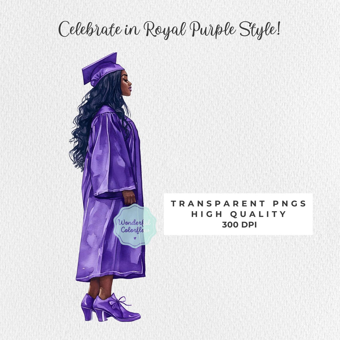 Graduation Day Purple Edition Watercolor Clipart – Purple Gown ...