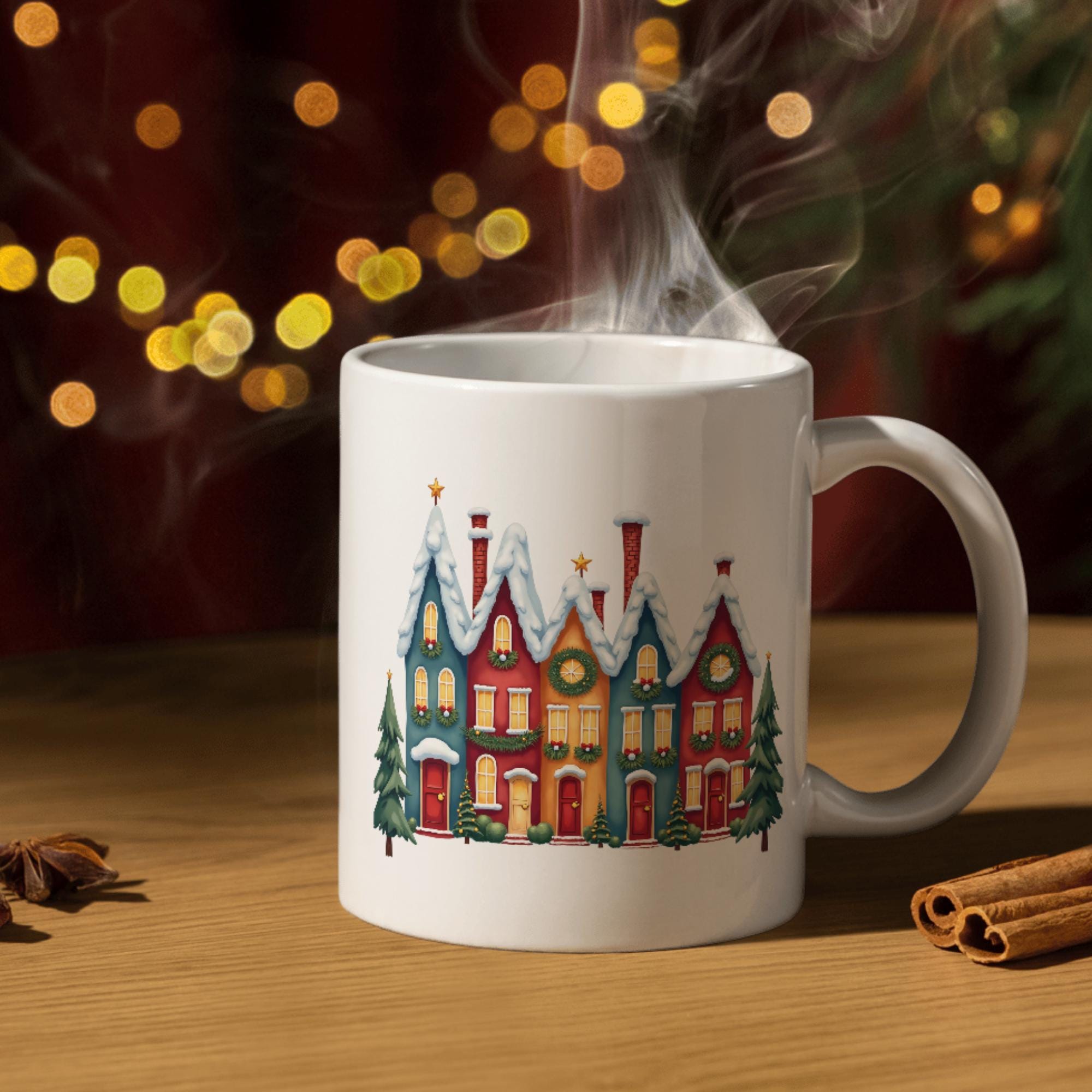 Christmas Houses Clipart Set| Colorful Holiday Village, Snowy Winter ...