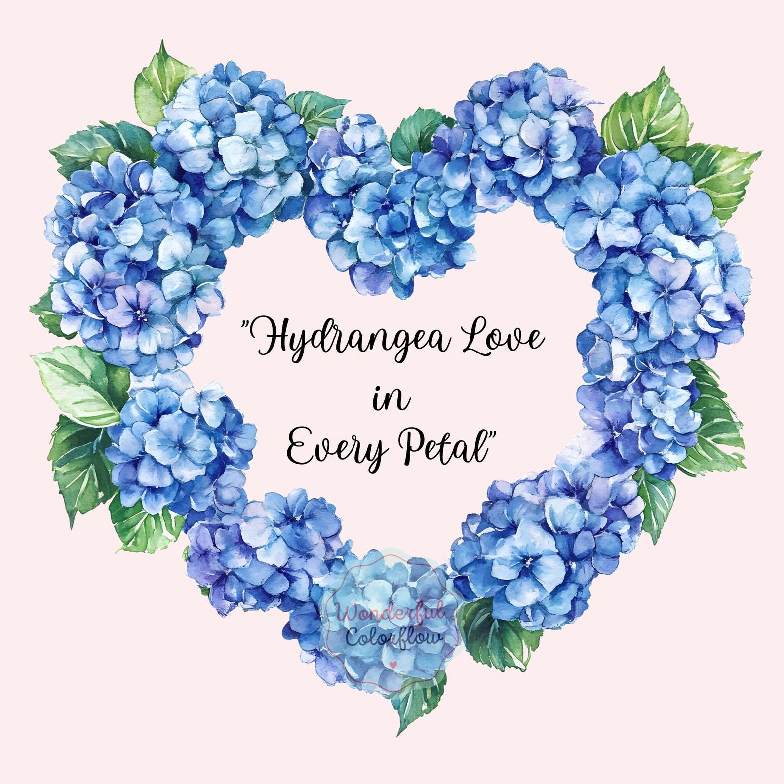 Hydrangea Hearts Clipart – Watercolor Floral Hearts for Wedding Invites ...