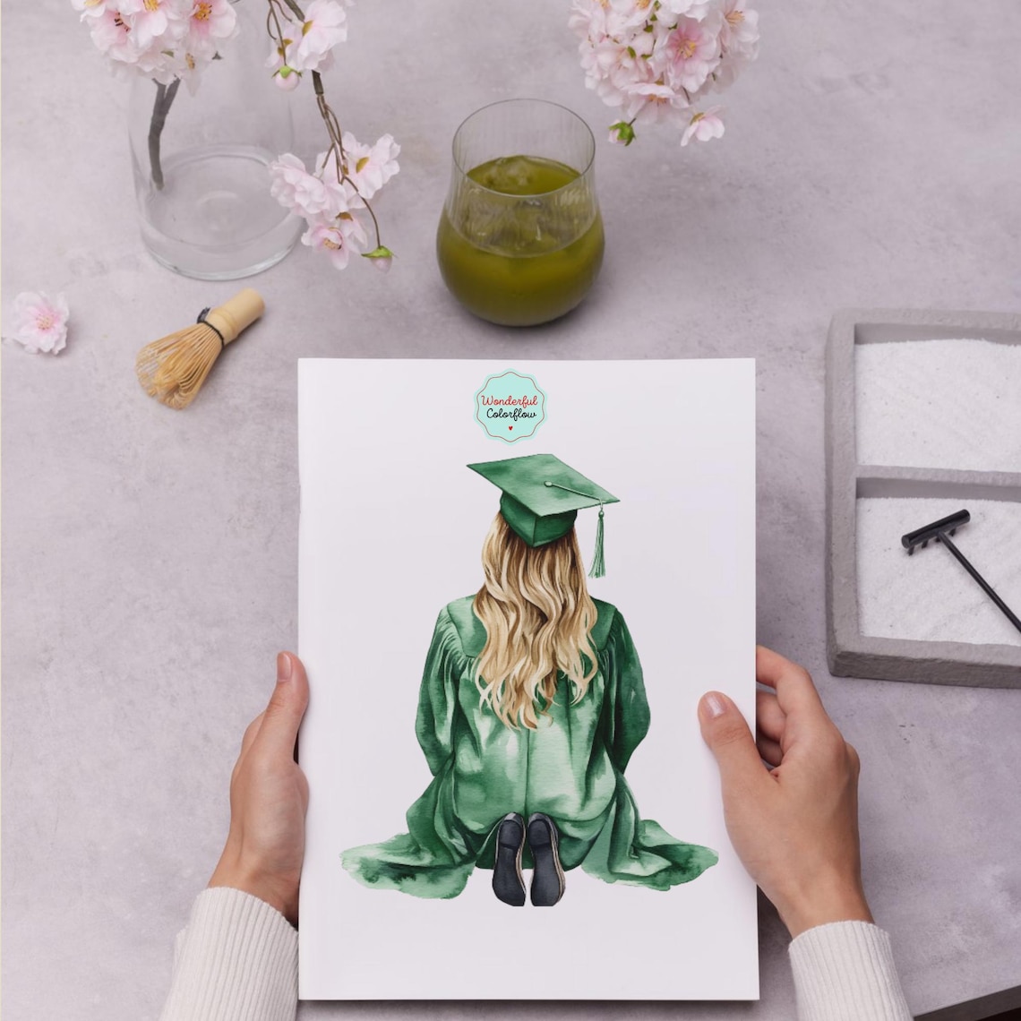Graduation Day - Green Edition Watercolor Clipart – Green Gown ...