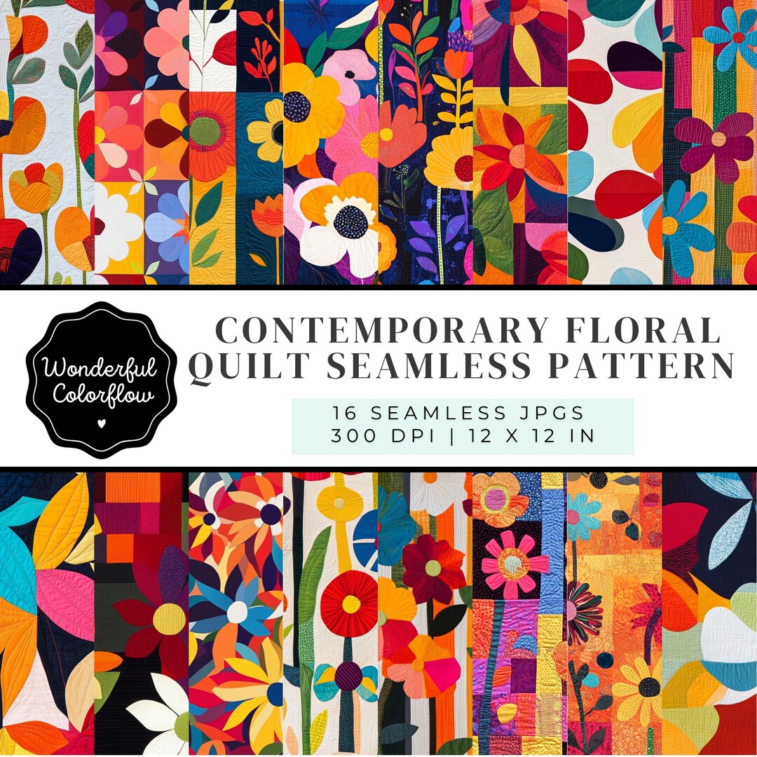 Contemporary Floral Quilt Seamless Pattern – Modern Cozy Fabric Design ...