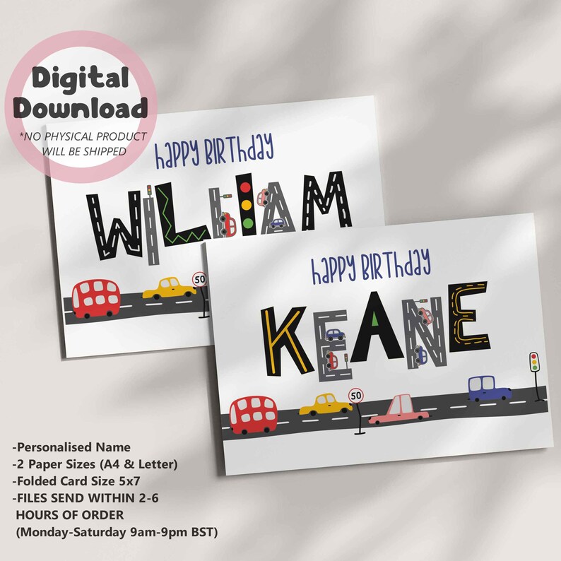 Printable Personalised Birthday Card Car Greeting Card for Son - Etsy